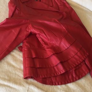 Montanaco | Jackets & Coats | Red Jacket With Ruffle Sides | Poshmark